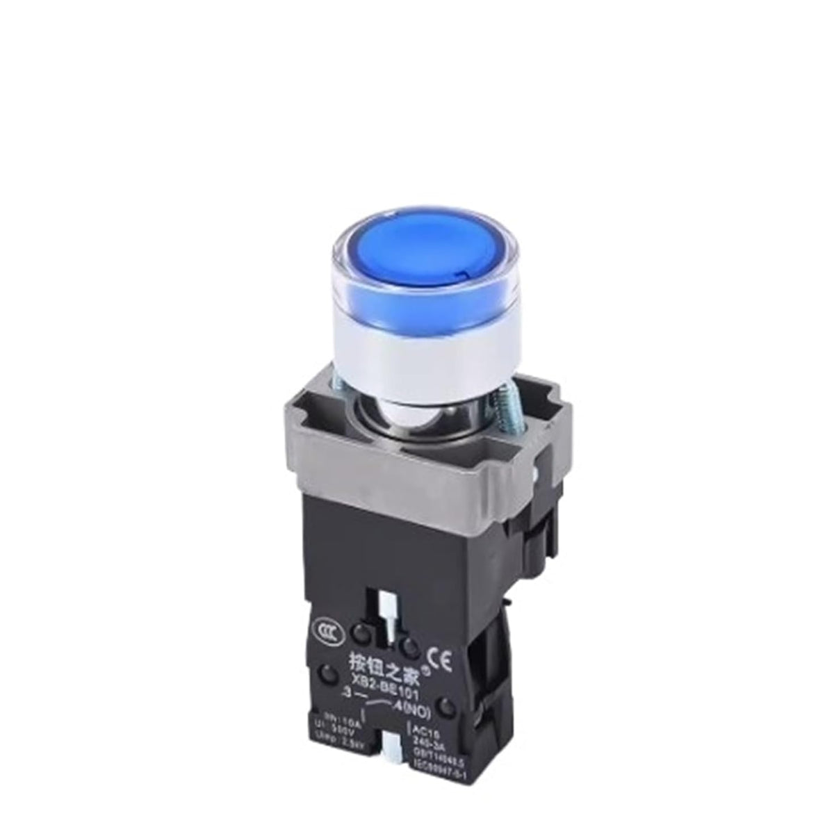 Chint Pushbutton illuminated Blue 1NO 110V-230VAC IP65 – EasyPower Solar